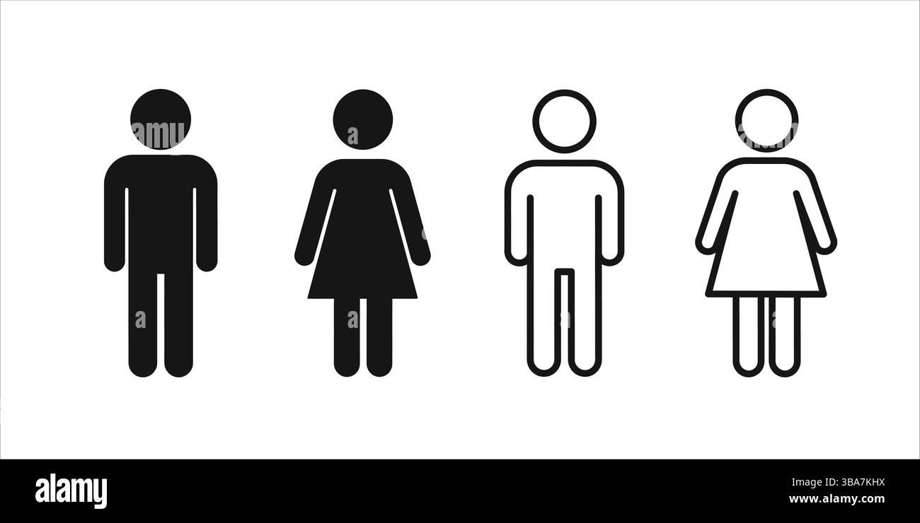 Gender icon set vector illustration man and woman symbol for restroom ...