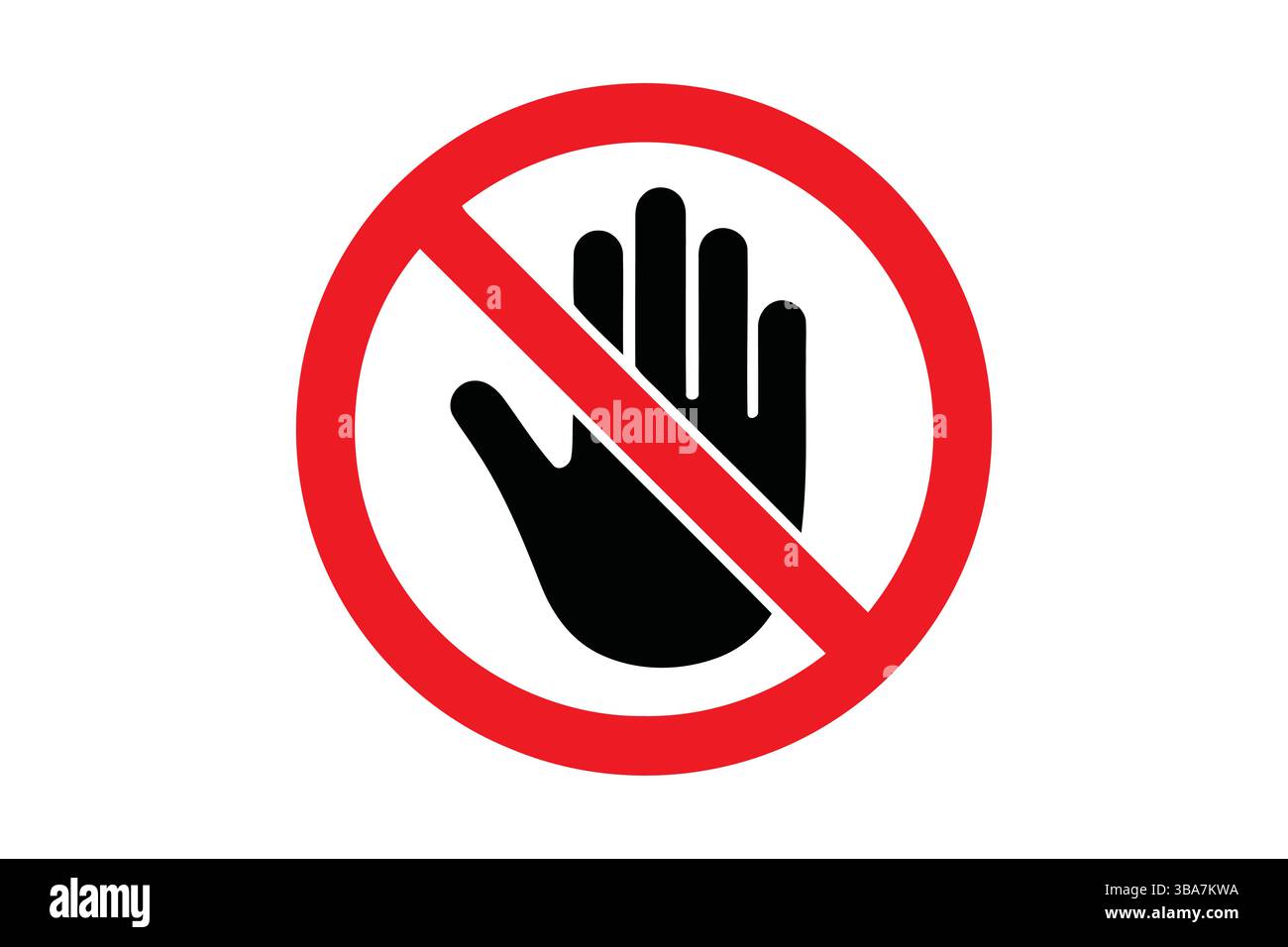 Red prohibition sign with hand symbol vector graphic available in ...