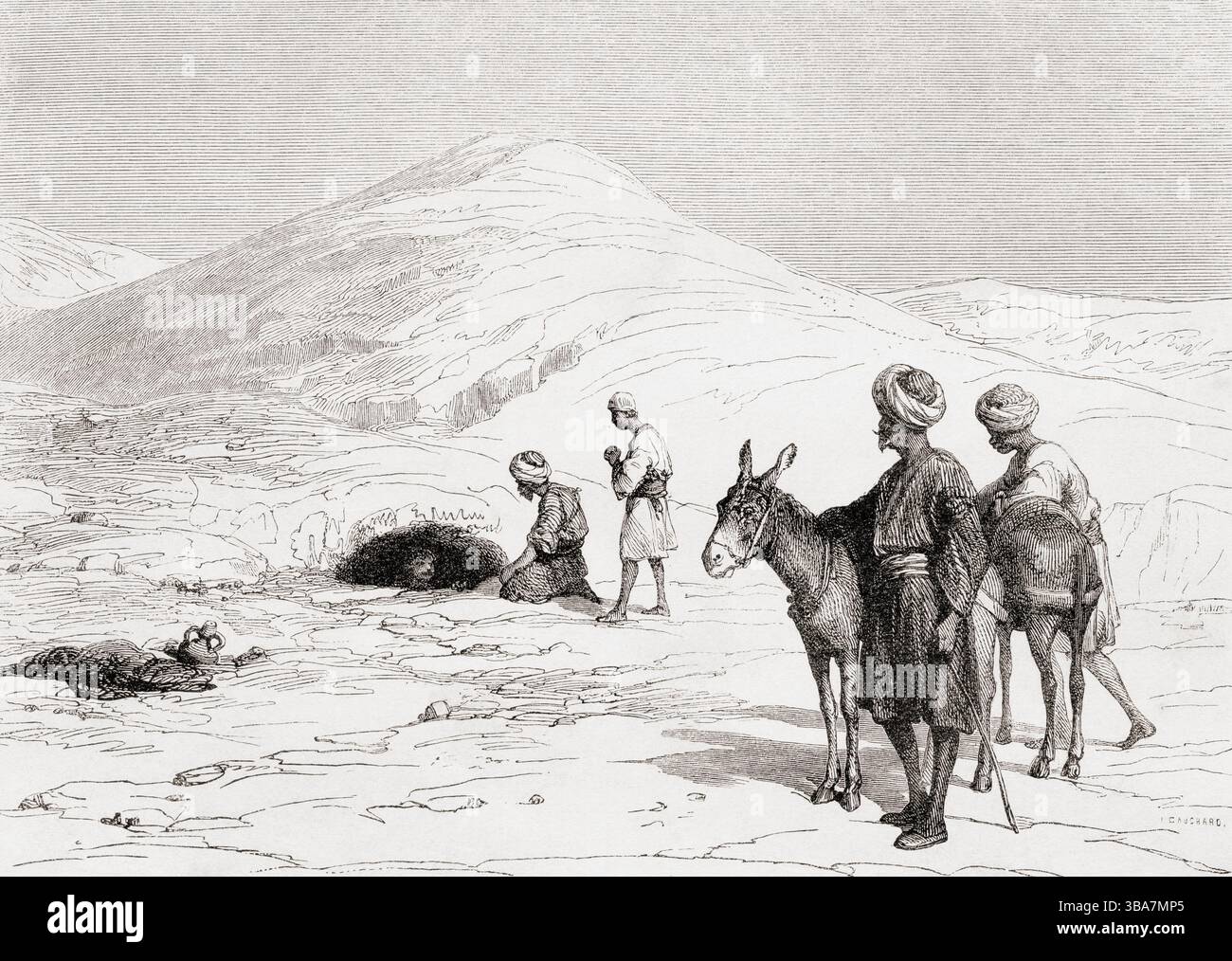 Entrance to the Samoun Caves aka Crocodile Pit, Maabdeh, Egypt, 1860 ...