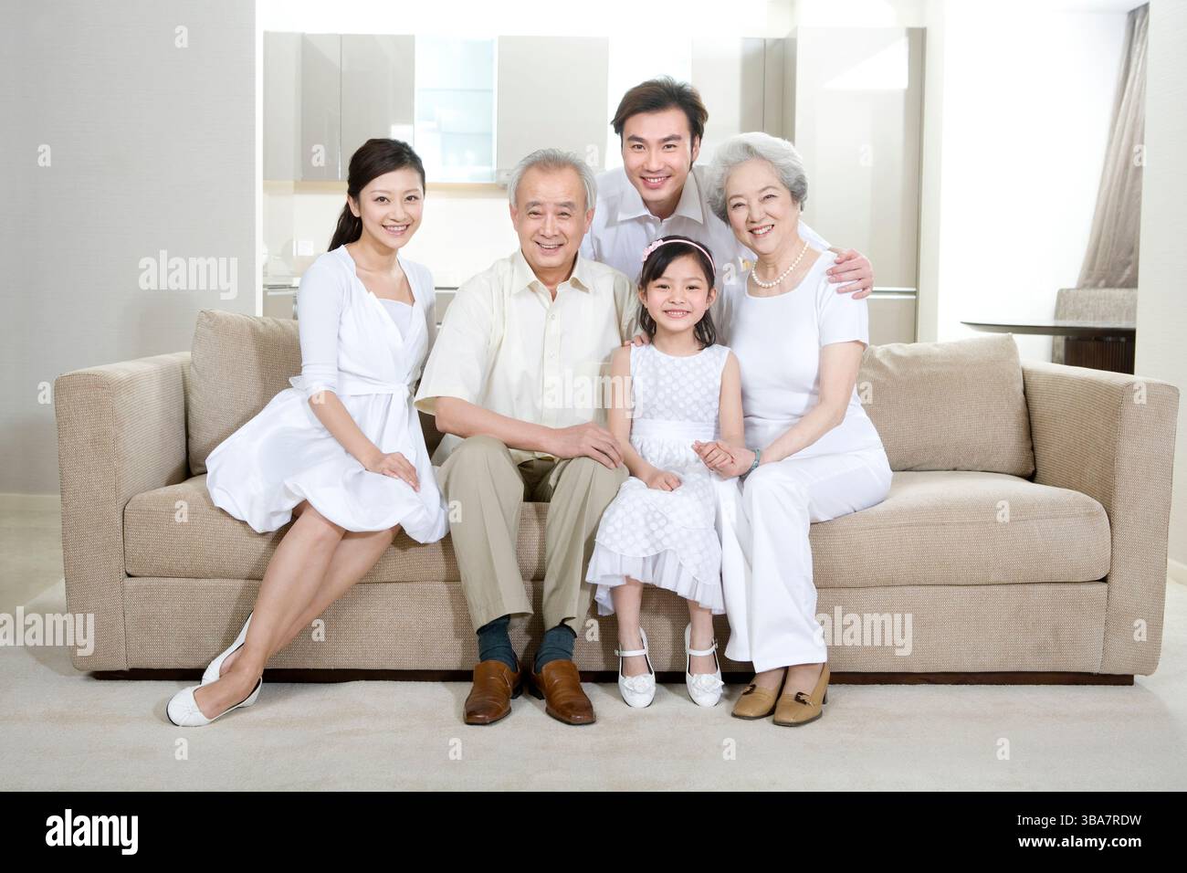 Portrait of a Chinese three generation family at home Stock Photo - Alamy