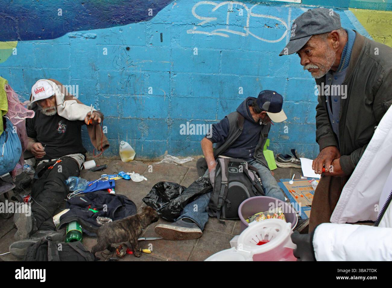 January 2025, Tijuana, Mexico Addicts and homeless in Tijuana. Many ...
