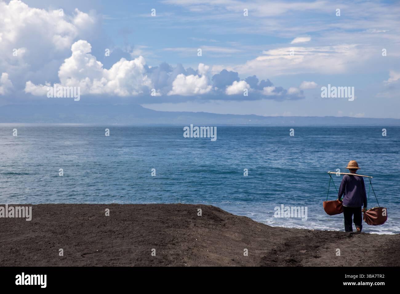 Indonesian Black Volcano Salt Making in the Kusamba Village Stock Photo ...