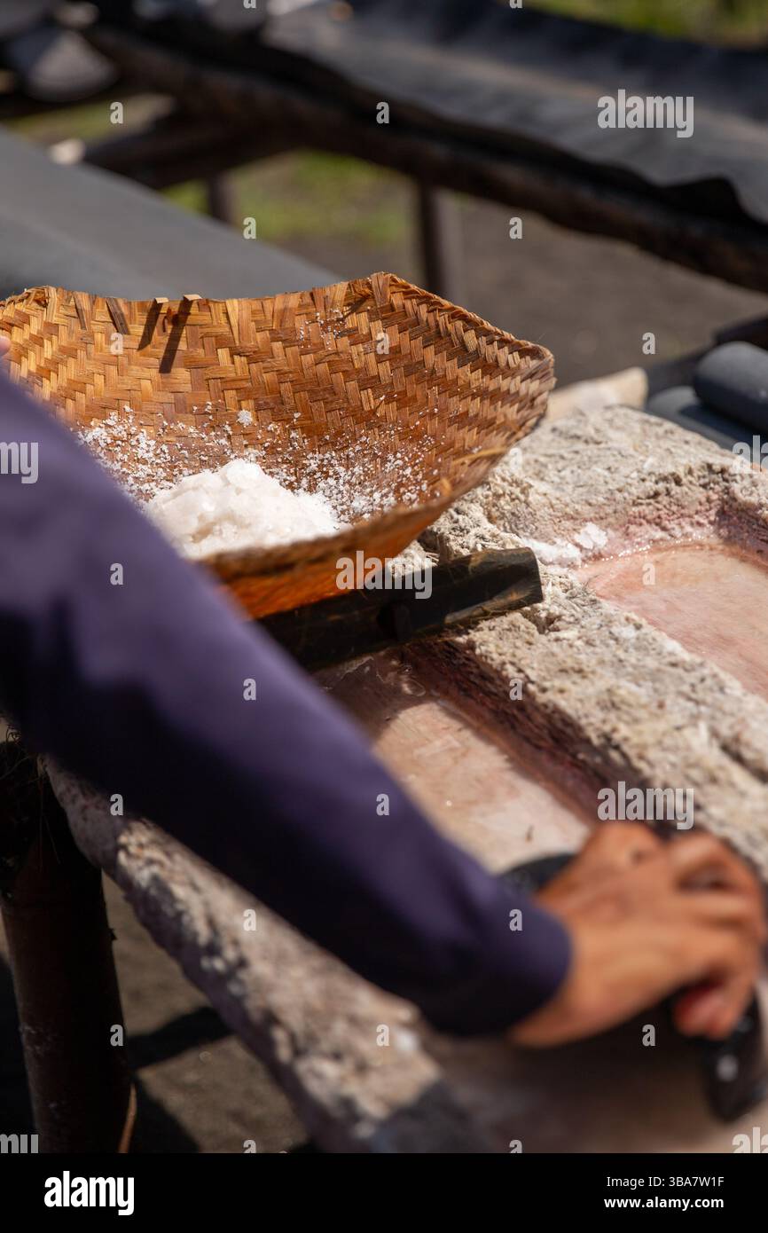 Indonesian Black Volcano Salt Making in the Kusamba Village Stock Photo ...