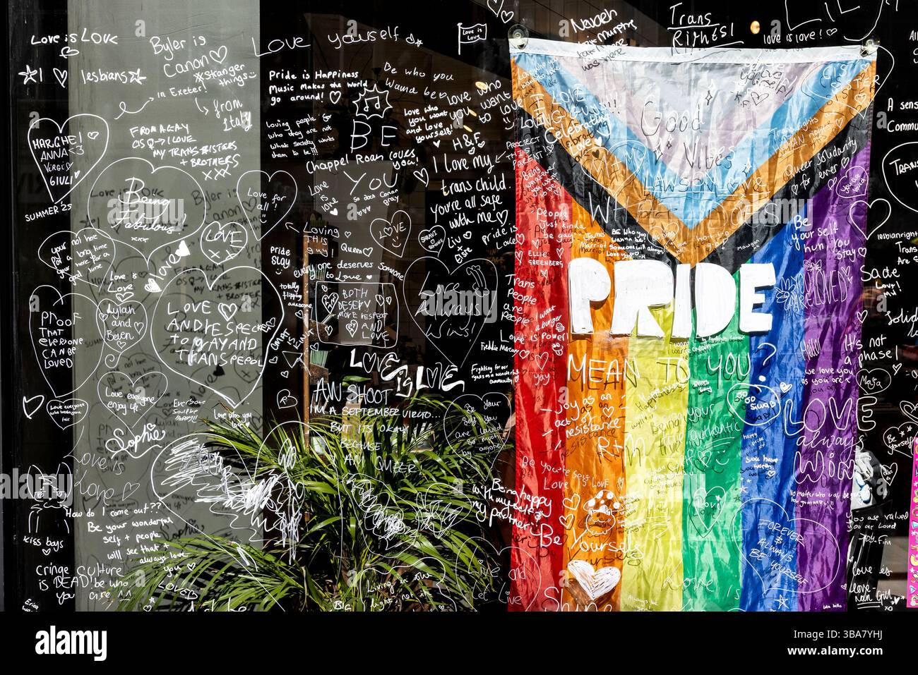 A window display in aid of Pride at Exeter Pride 2025 Stock Photo - Alamy