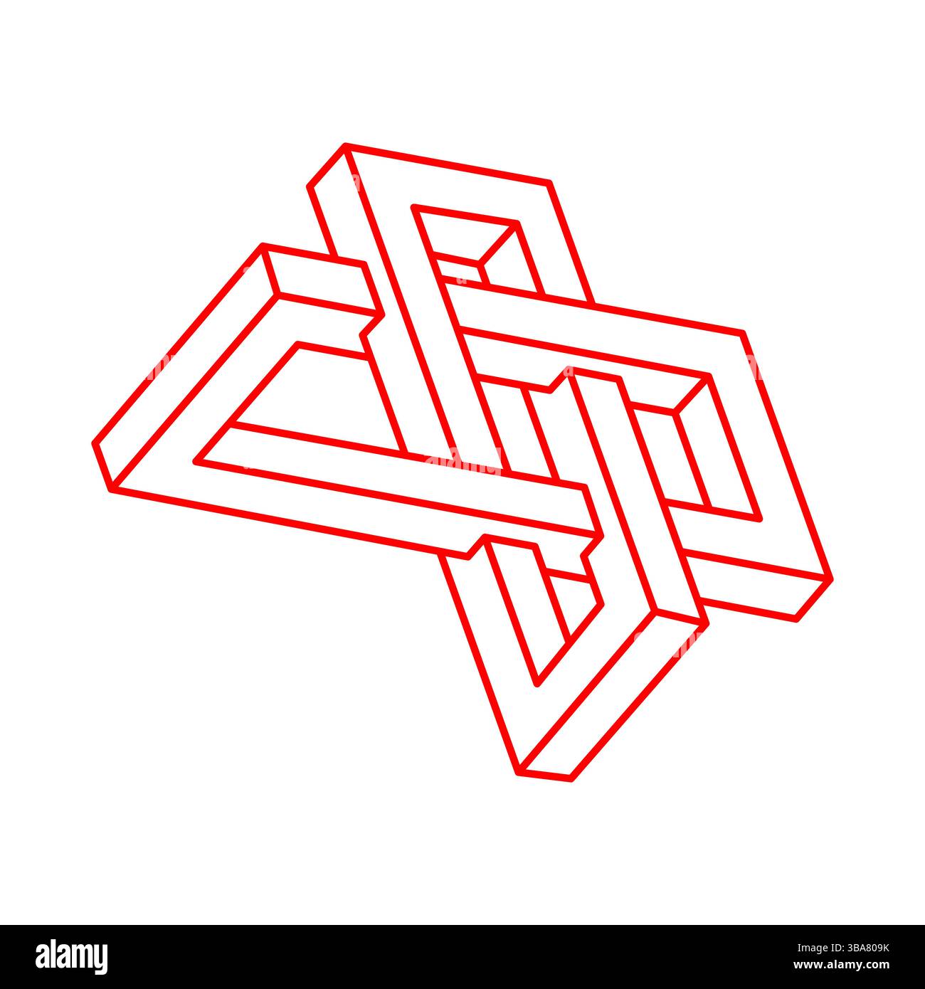 Impossible shapes. Optical illusion. Linear infinite objects. Abstract ...