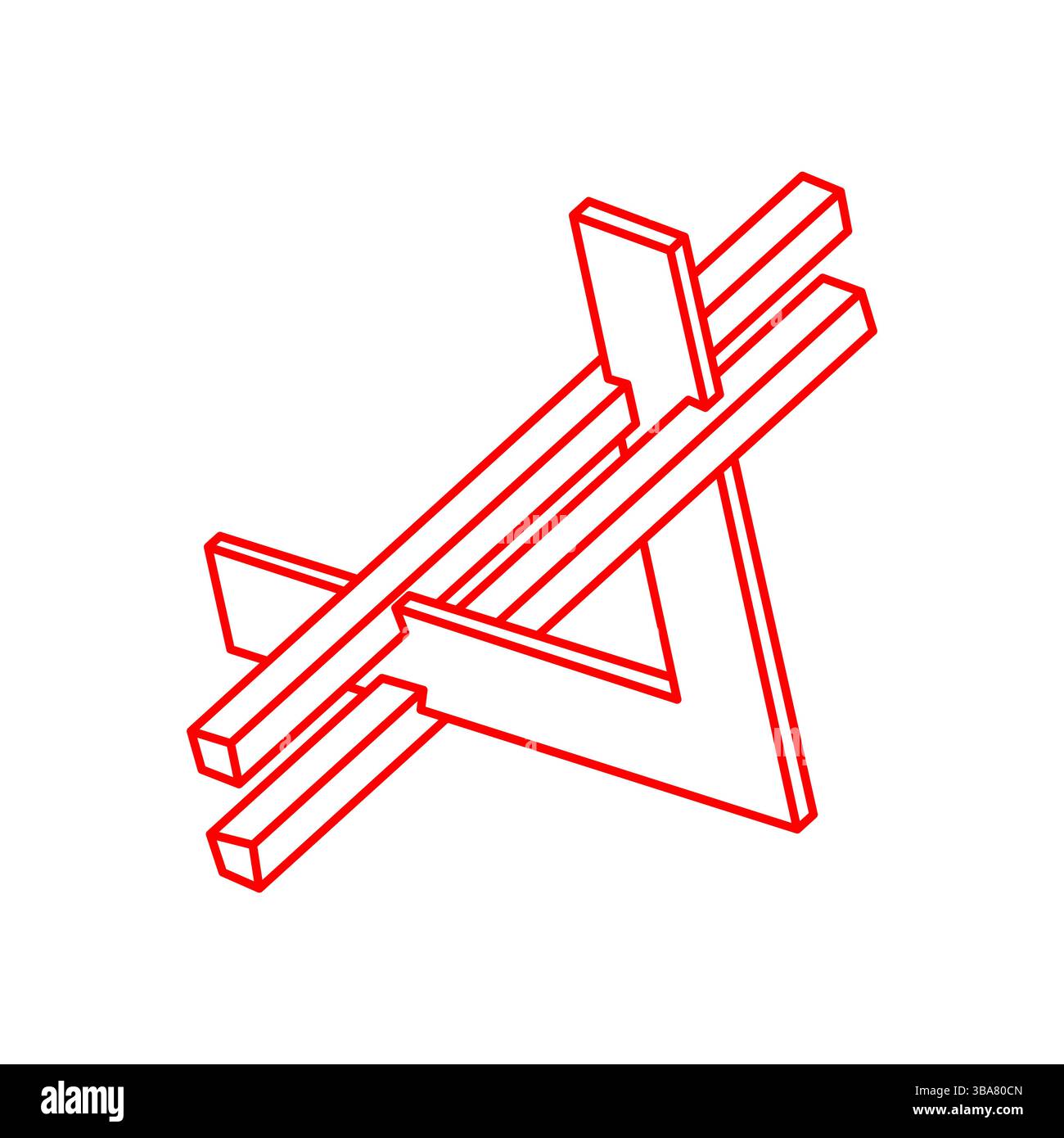 Impossible objects. Optical illusion shape. 3d illustration. Geometric ...