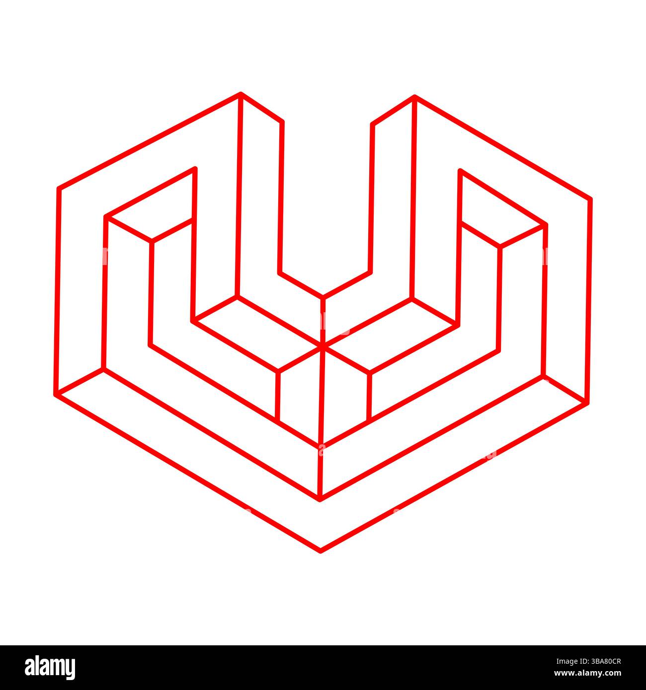 Impossible optical illusion shapes. Logo. Optical art objects. Impossible figure. Line art ...