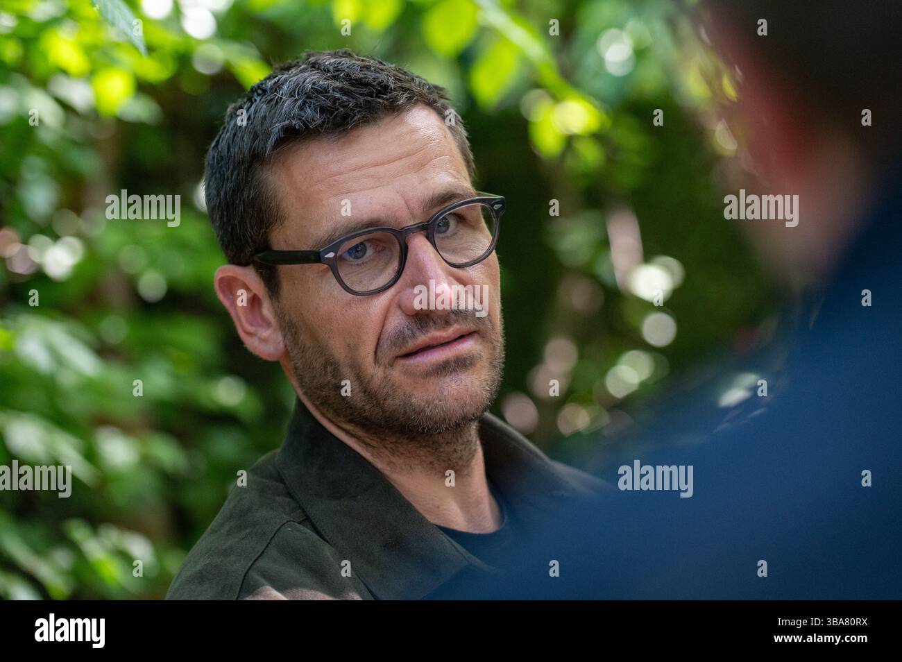 Berlin, Germany. 12th May, 2025. Michael Epp, actor, sits for an interview. Credit: Christophe ...