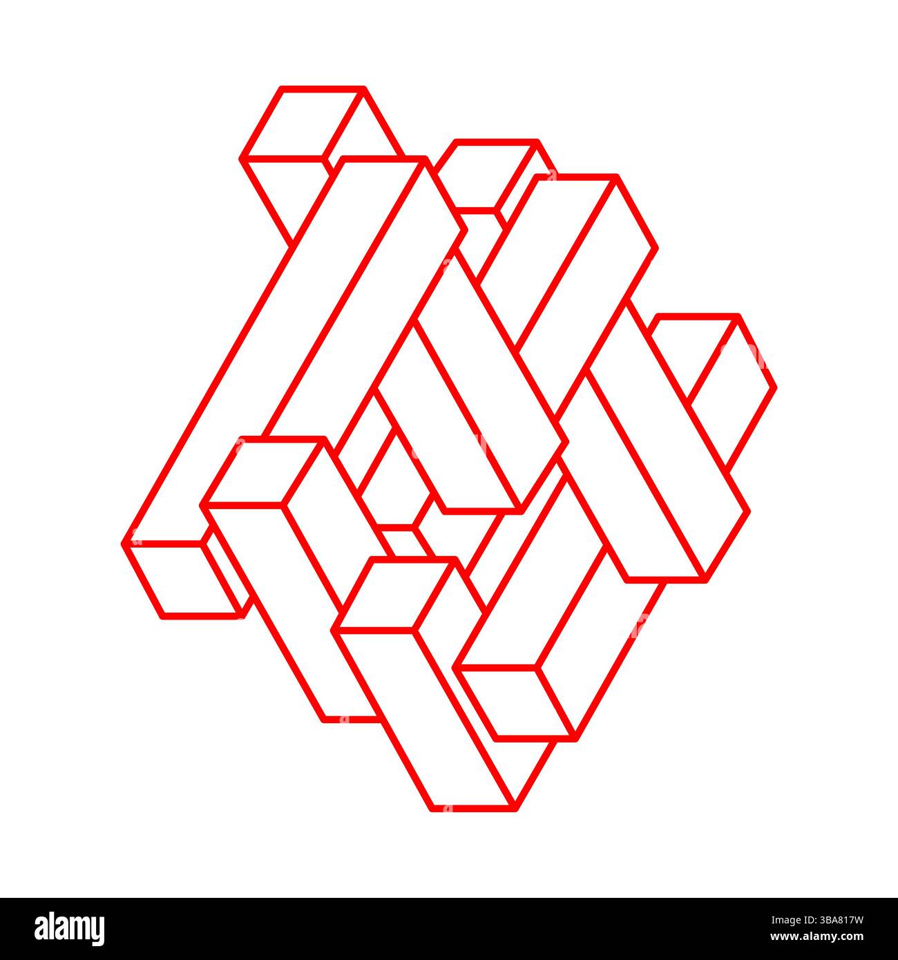 Impossible objects. Optical illusion figure. Optical art shape. Line ...
