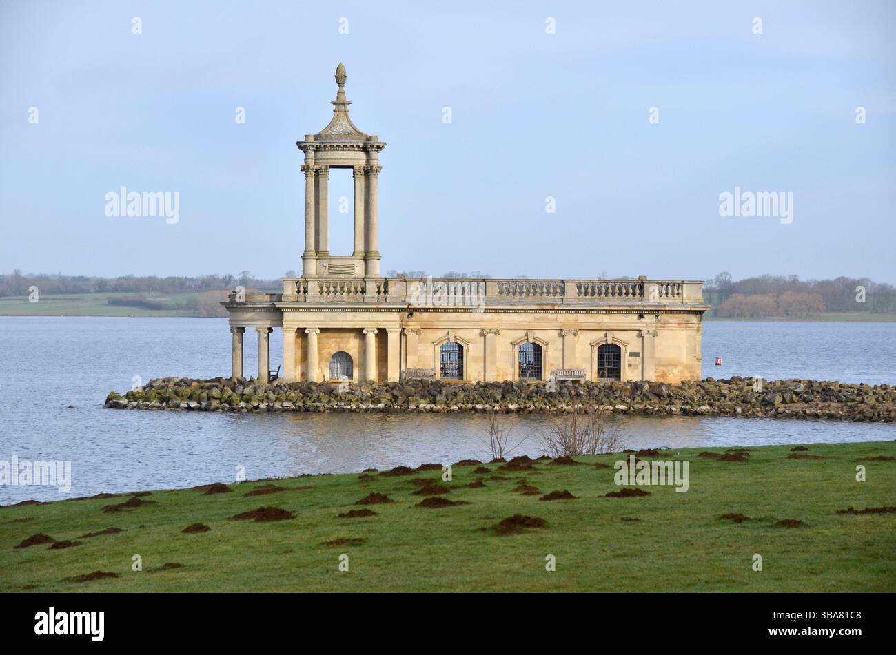The semi-drowned church at Normanton on the south shore of Rutland ...