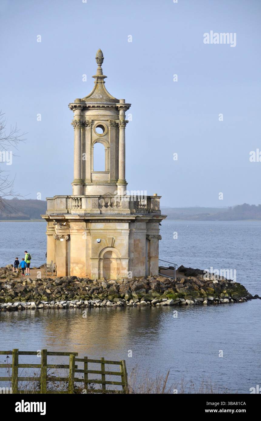 The semi-drowned church at Normanton on the south shore of Rutland ...