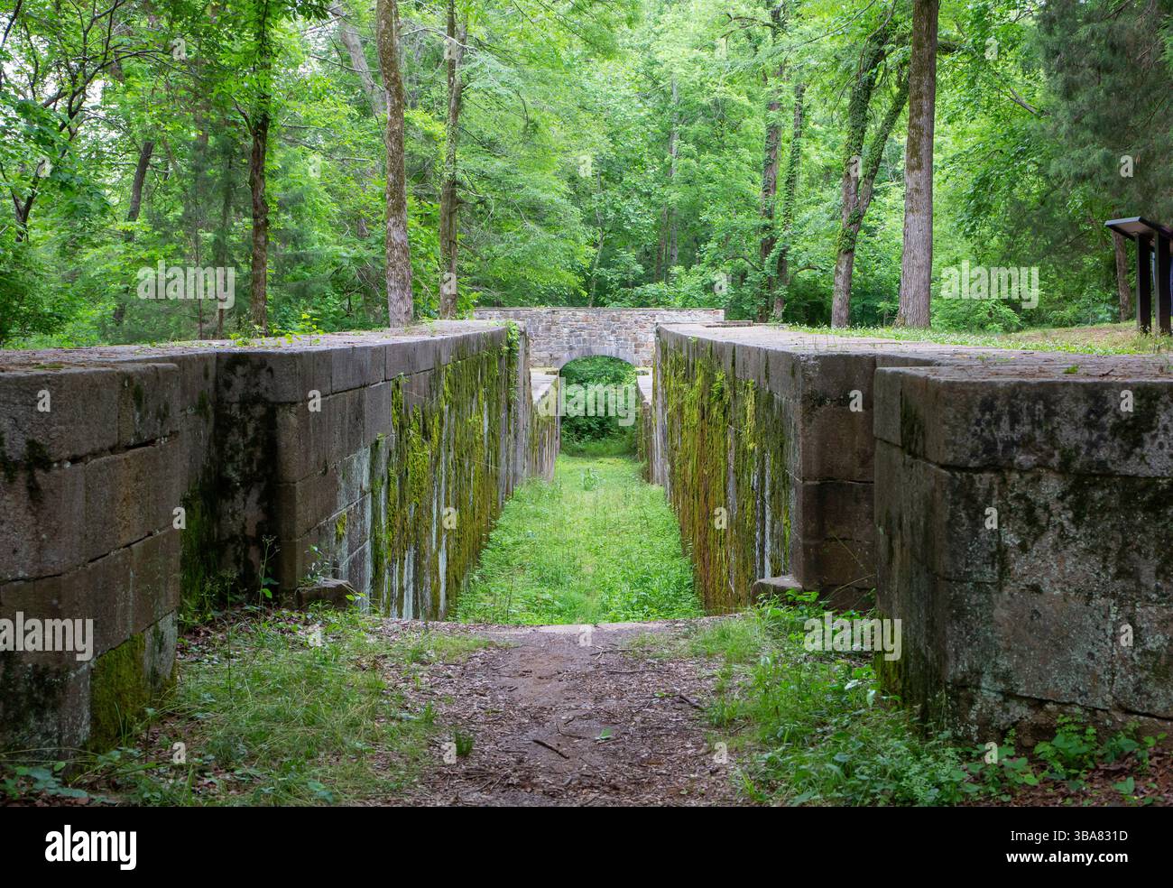 Stonework remains of the 1823 Landsford canal and locks that rerouted ...
