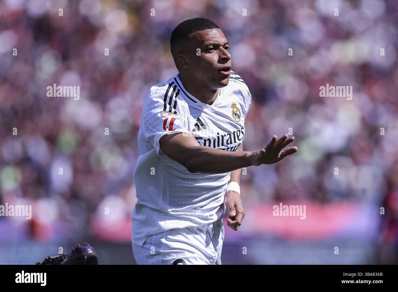 Kylian Mbappe of Real Madrid celebrates a goal during the Spanish ...