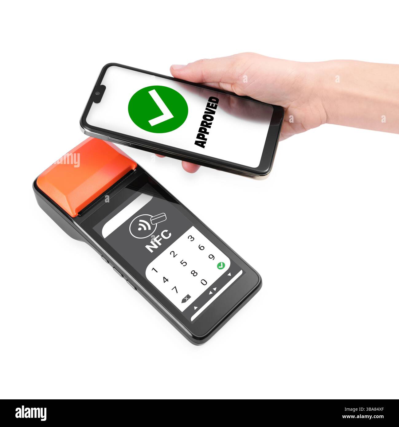 Woman paying credit card via Cut Out Stock Images & Pictures - Alamy