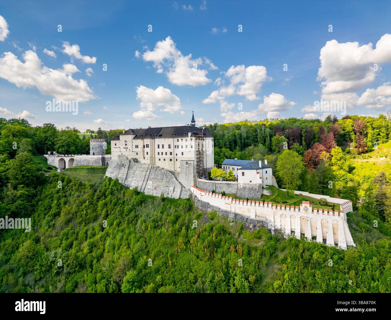 Aerial panoramic view of Cesky Sternberk Castle (Cesky Sternberk ...