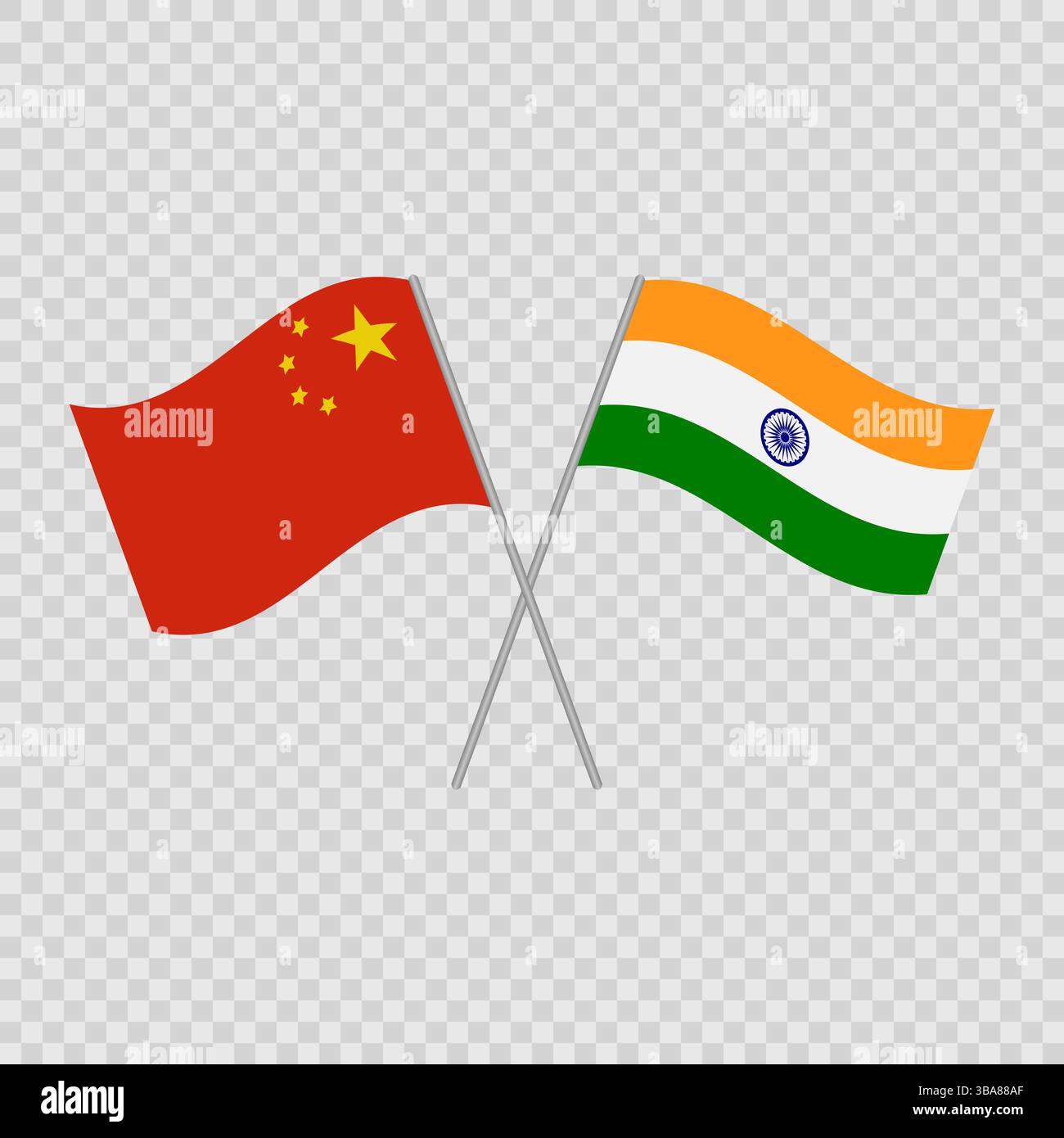China and India crossed flags. Vector illustration Stock Vector Image ...