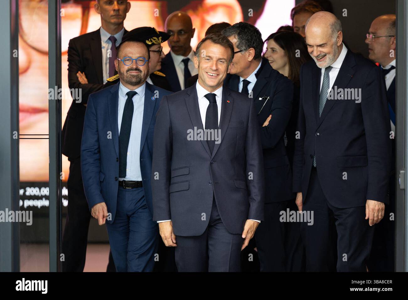 Wissous, France. 12th May, 2025. French President Emmanuel Macron ...