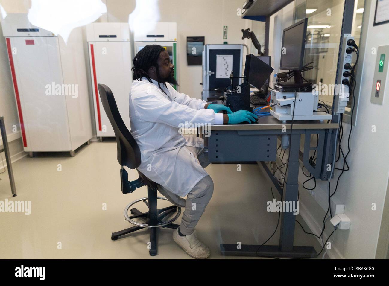 Wissous, France. 12th May, 2025. Workers in the laboratory of French ...