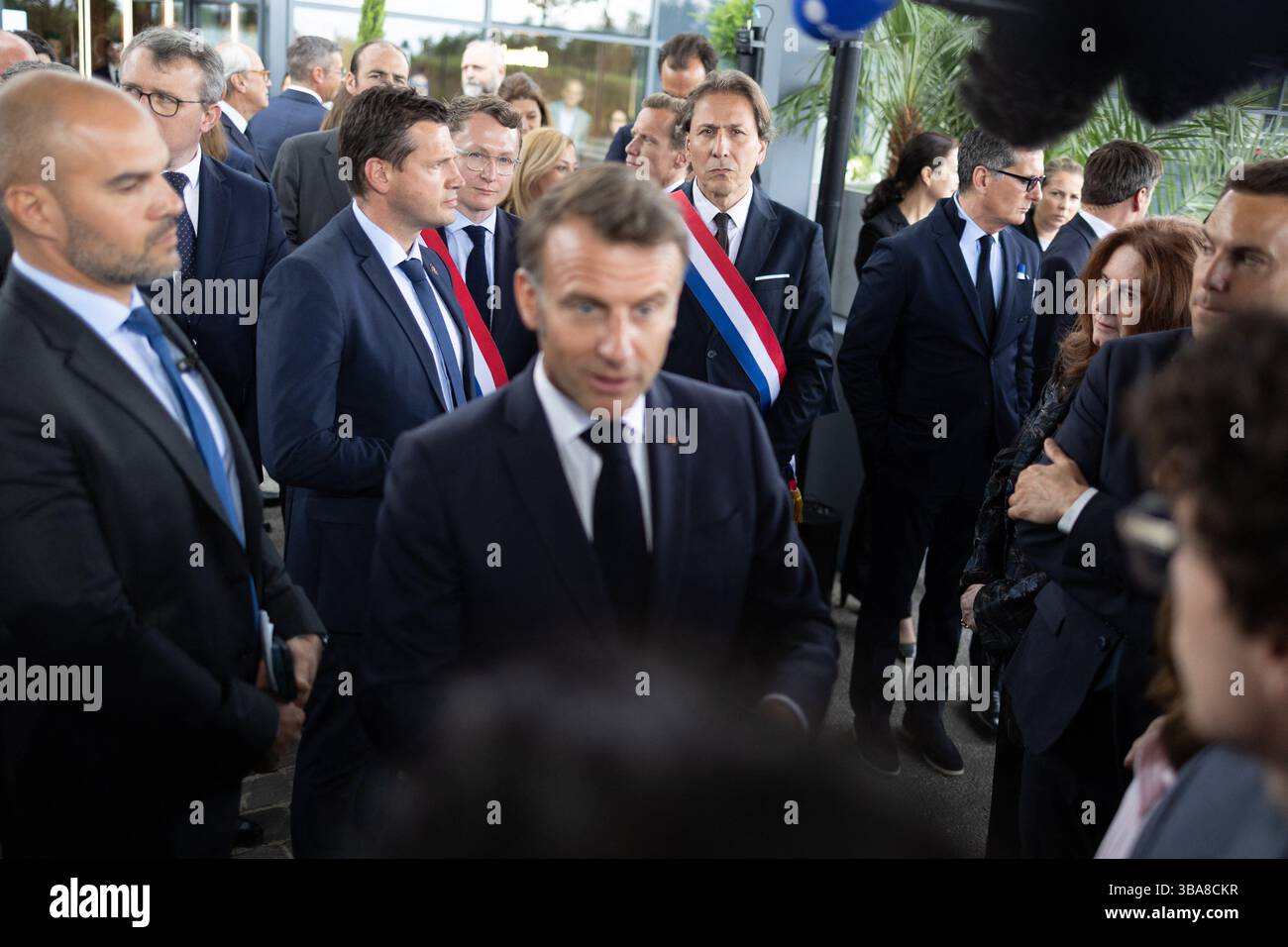 Wissous, France. 12th May, 2025. French President Emmanuel Macron with ...