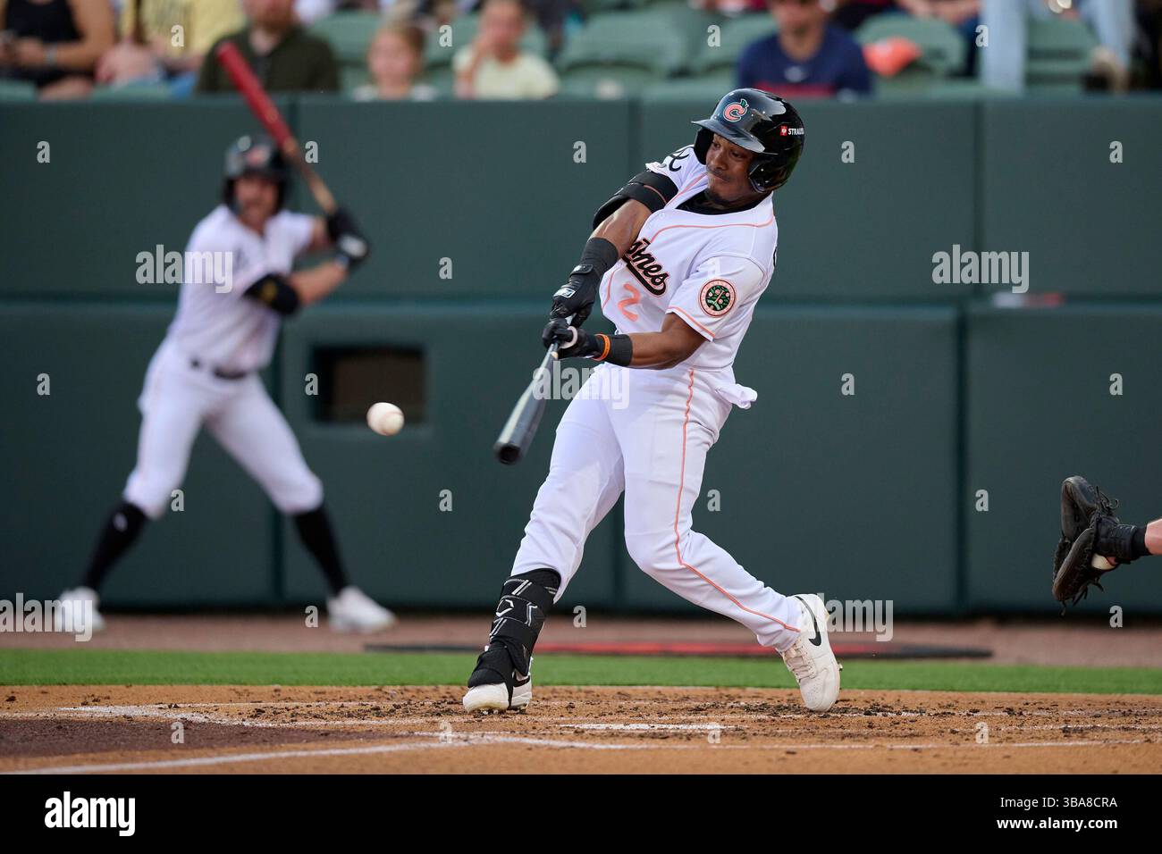 Columbus Clingstones Geraldo Quintero (2) bats during an MiLB Southern ...
