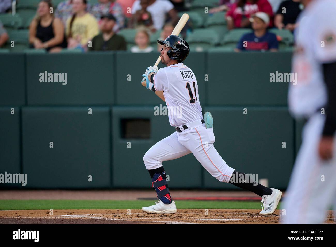 Columbus Clingstones Kobe Kato (11) bats during an MiLB Southern League ...