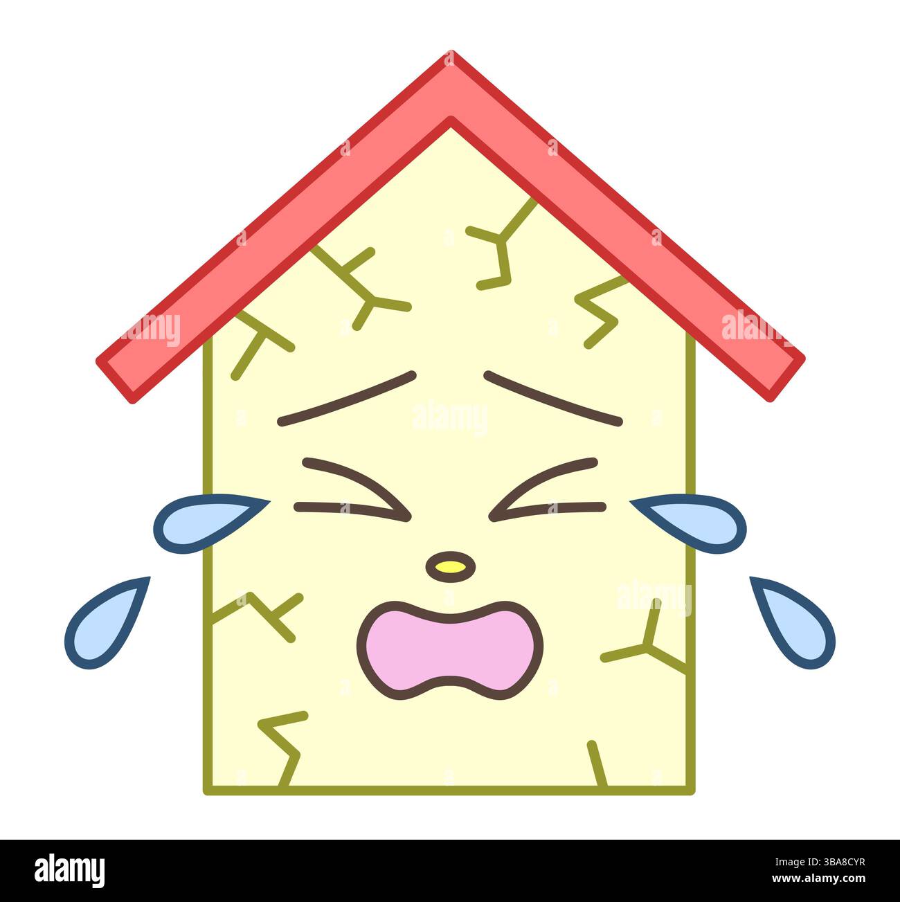 a cracked house with a crying face Stock Photo - Alamy