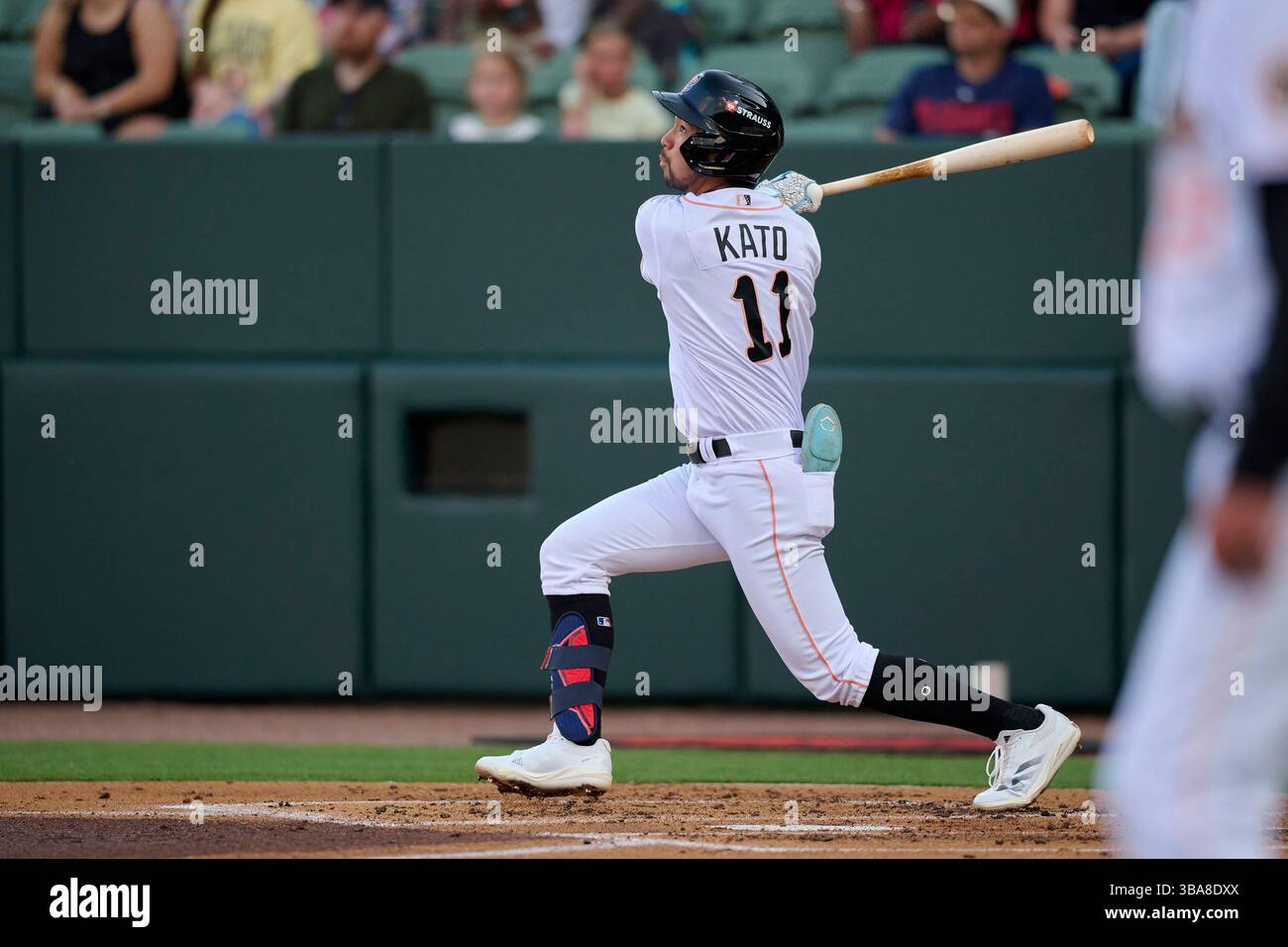 Columbus Clingstones Kobe Kato (11) bats during an MiLB Southern League ...