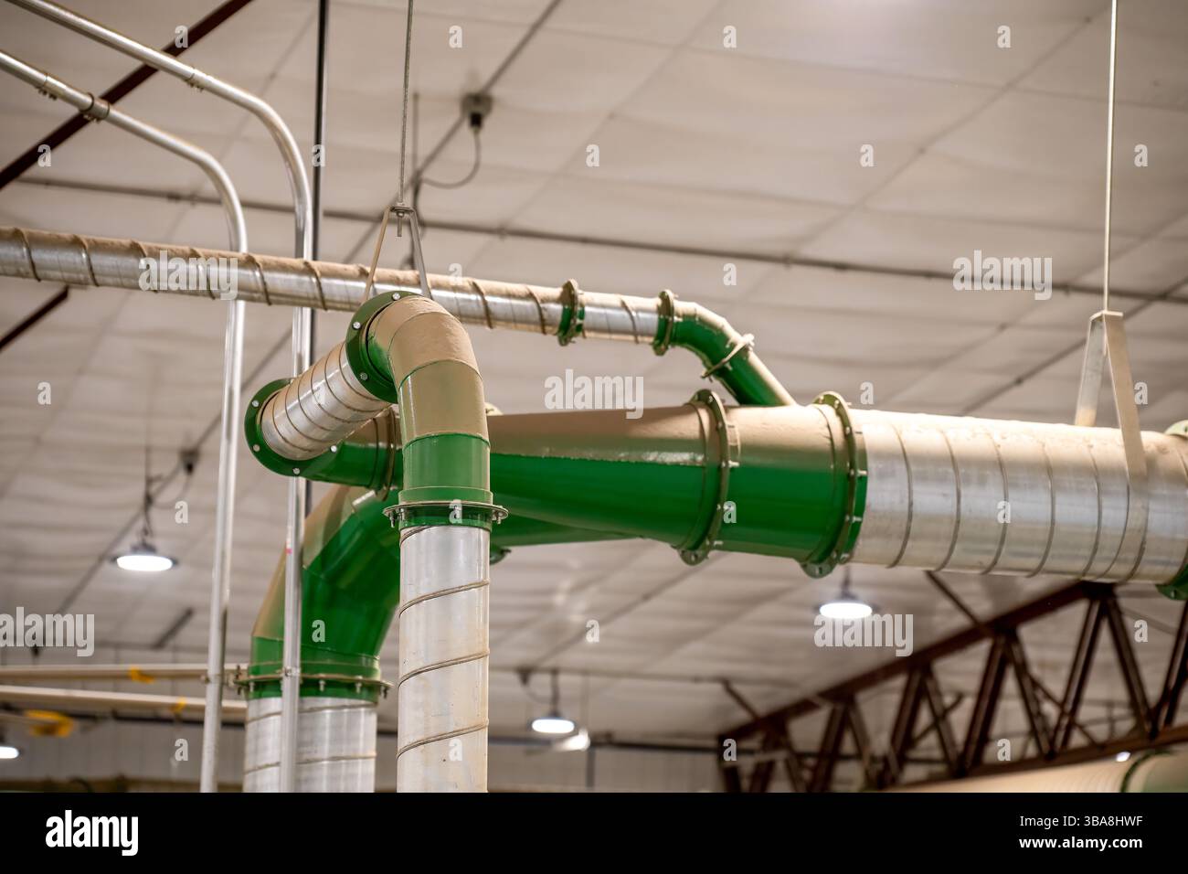 Industrial HVAC metal Pipe header with multiple connections in a ...