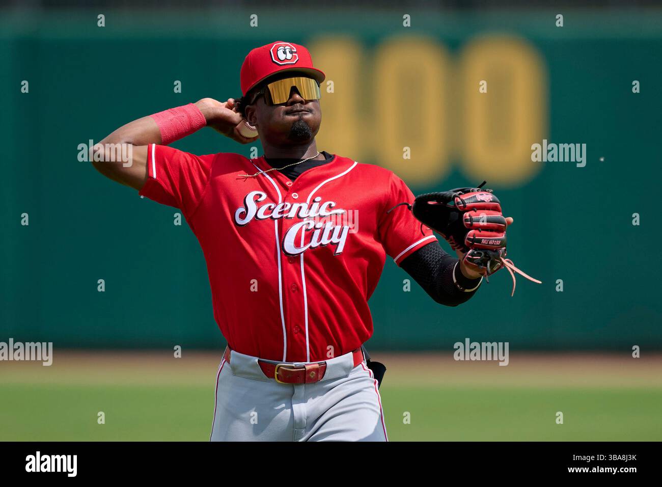 Chattanooga Lookouts outfielder Jay Allen II (14) during warmups before ...