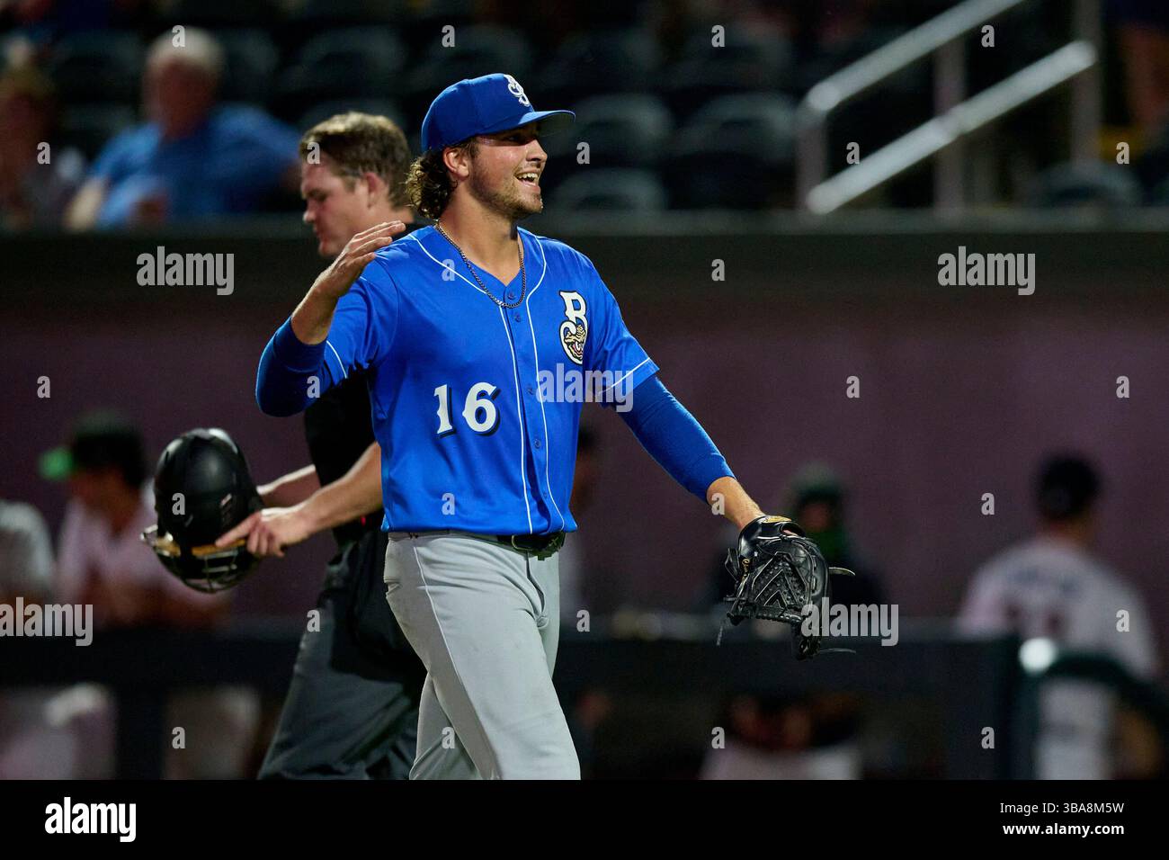 Biloxi Shuckers pitcher Will Childers (16) celebrates after the final ...