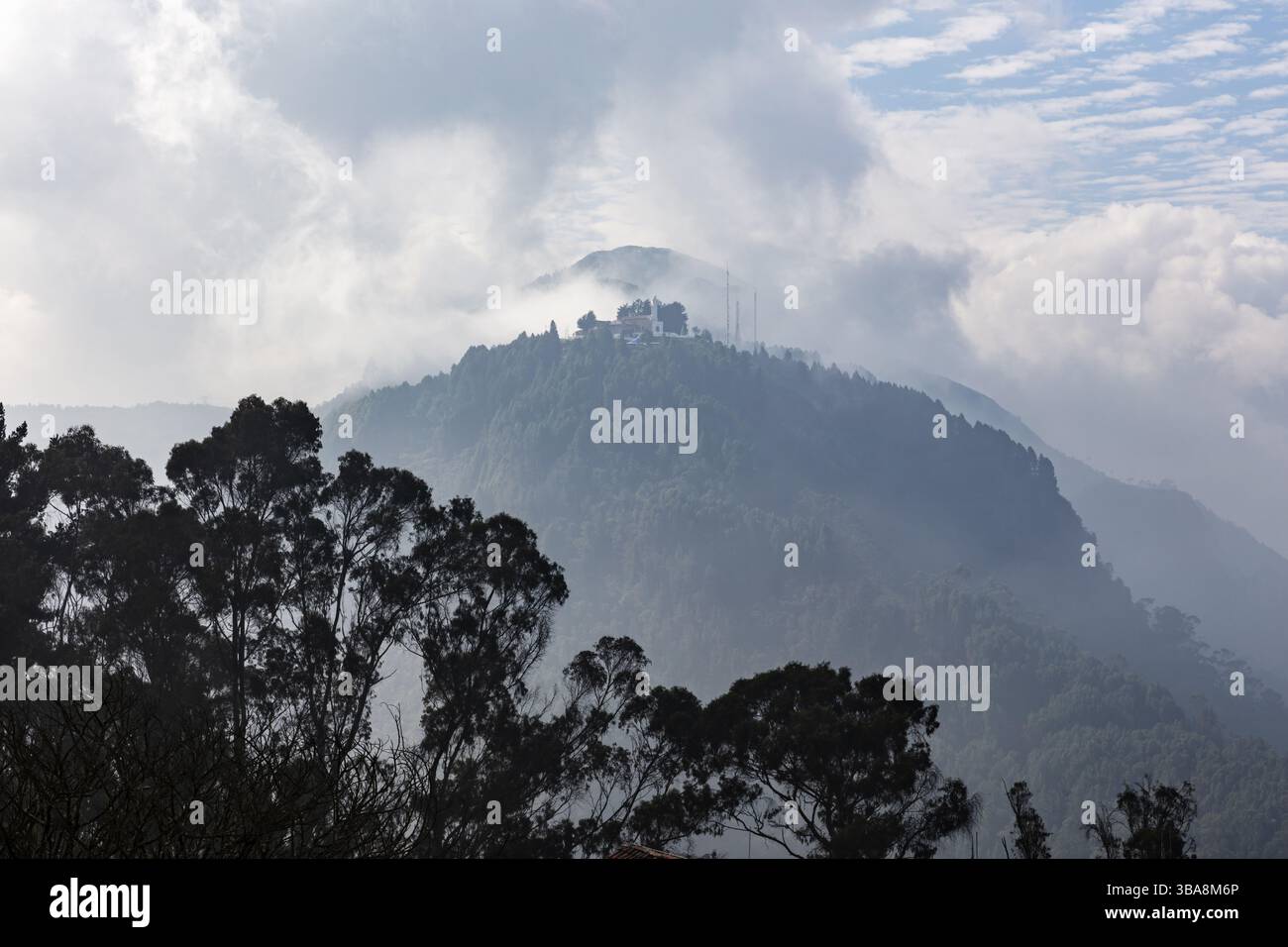 Statue of the Virgin Mary on Mount Guadalupe, Bogota, Colombia, South ...