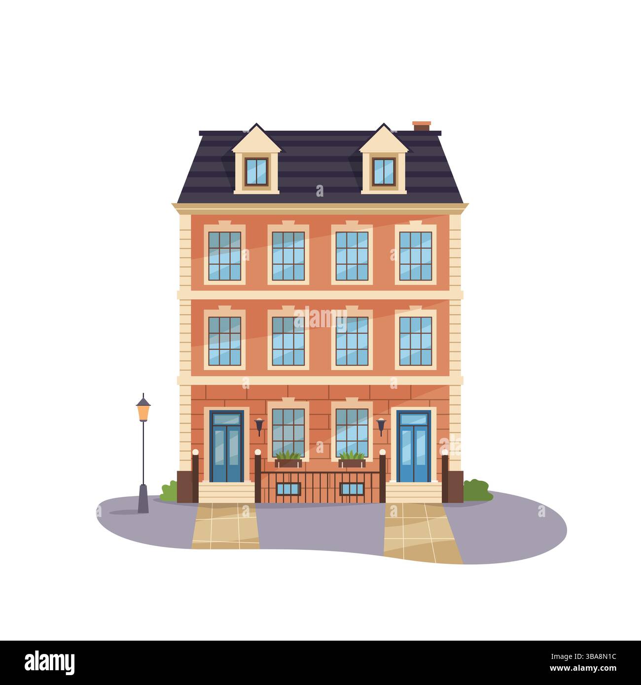 Brick building facade in Cut Out Stock Images & Pictures - Alamy