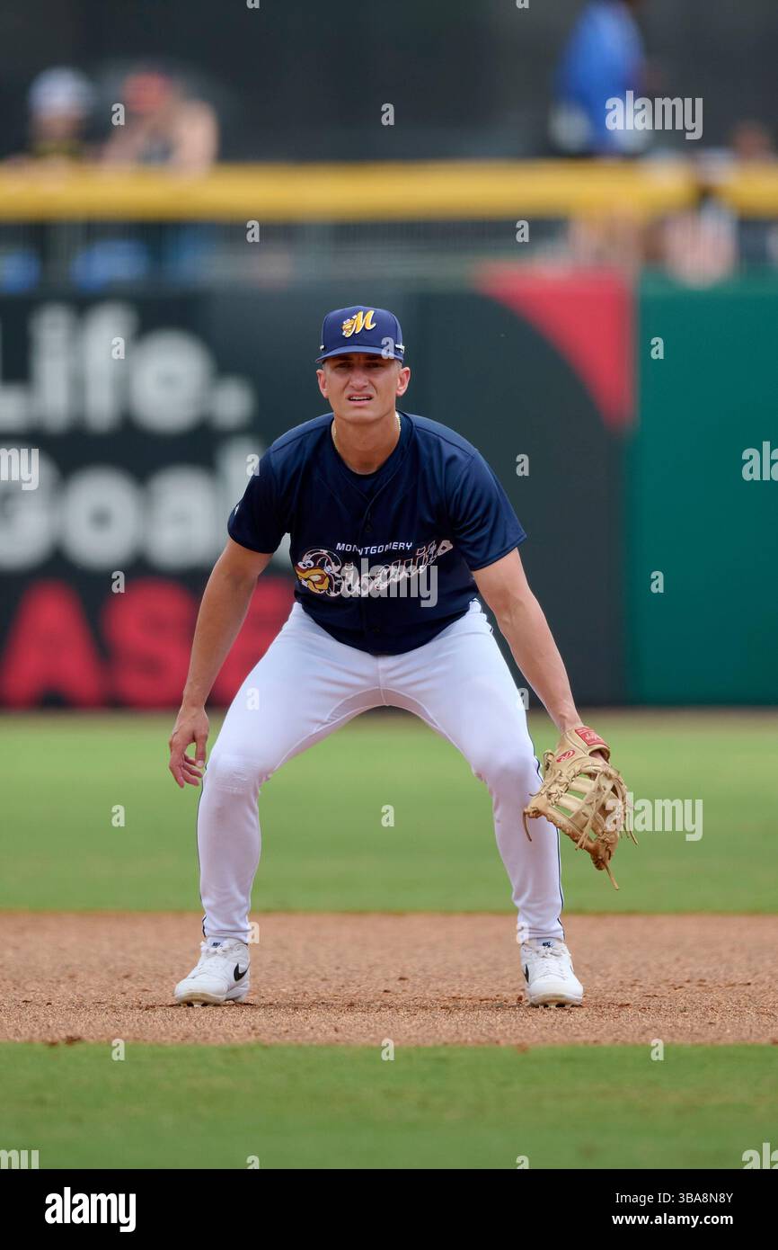 Montgomery Biscuits first baseman Kamren James (3) during an MiLB ...