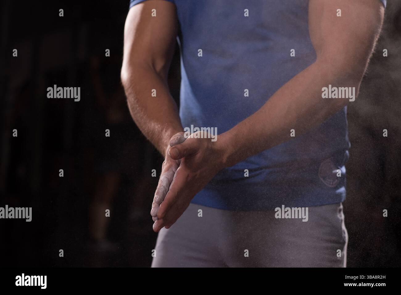 Gym Chalk Magnesium Carbonate hands clapping man for climbing workout ...