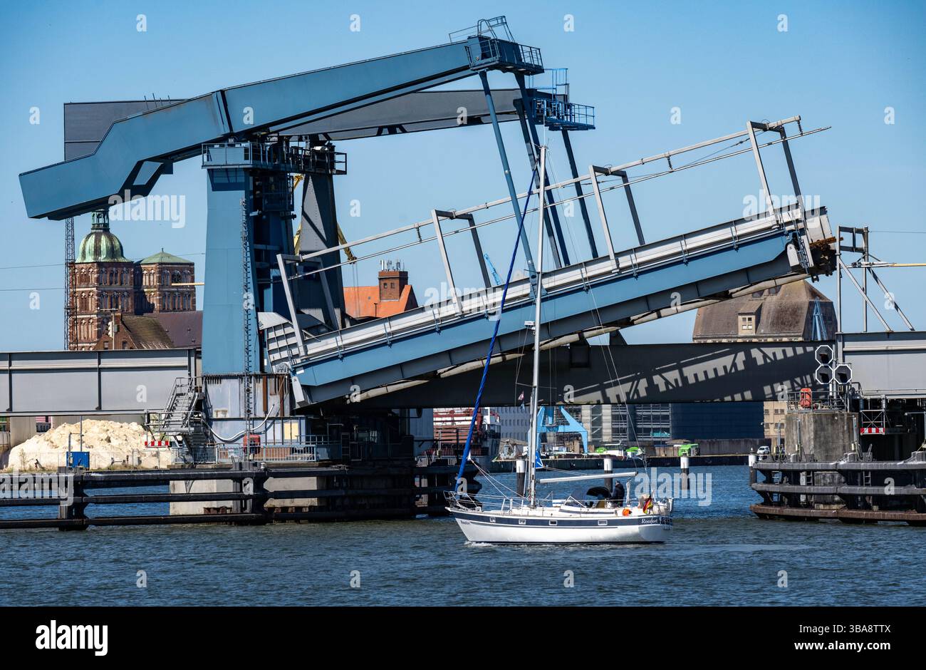 Stralsund, Germany. 12th May, 2025. View of the Ziegelgrabenbrücke ...