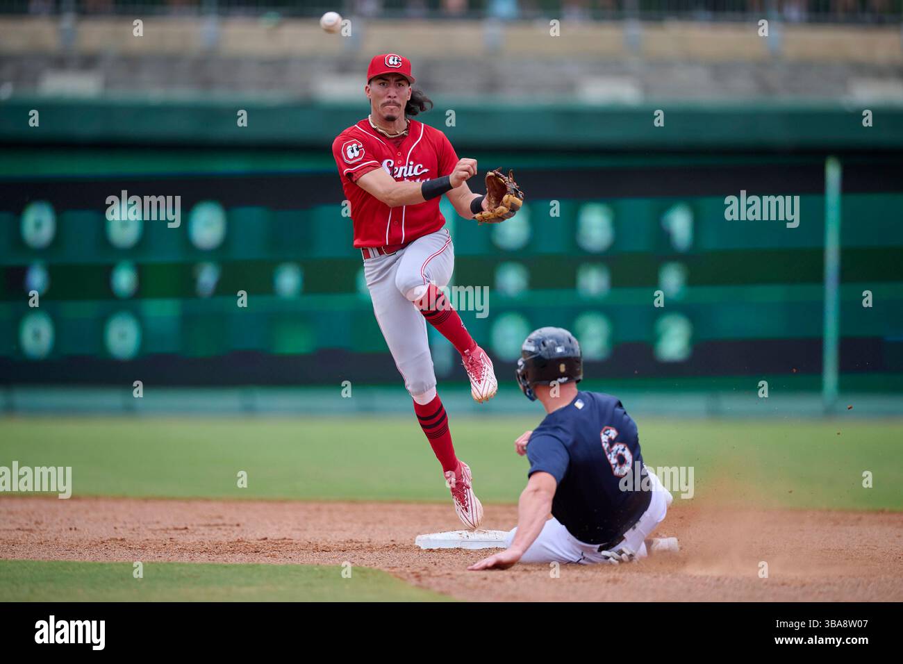 Chattanooga Lookouts shortstop Edwin Arroyo (4) turns a double play as ...