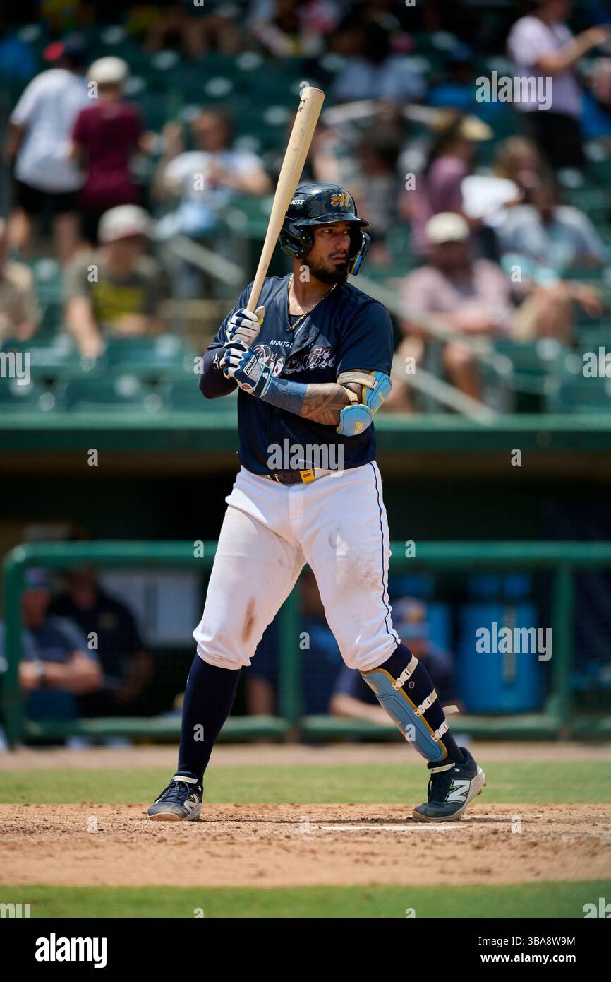 Montgomery Biscuits Ricardo Genovés (39) bats during an MiLB Southern ...