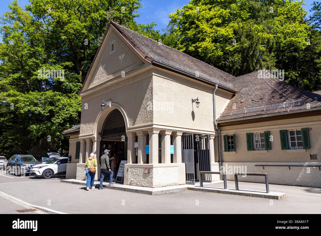The valley station of the Merkurbergbahn in Baden-Baden in summer Stock ...