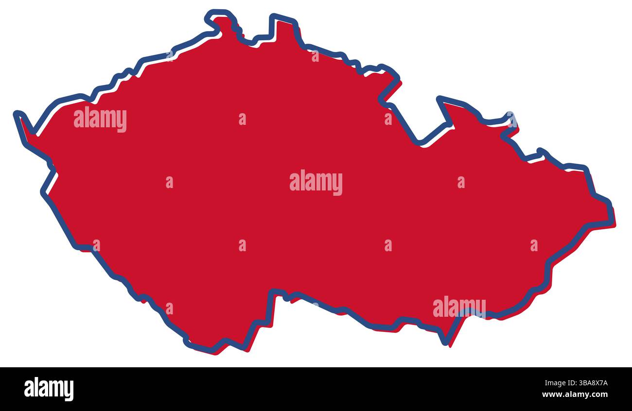 Simplified map of Czechia (Czech republic) outline, fill and stroke are ...