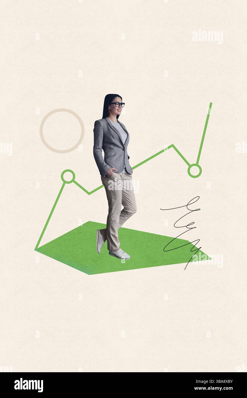 Art pop collage of person stand with graphs on pastel background Stock ...