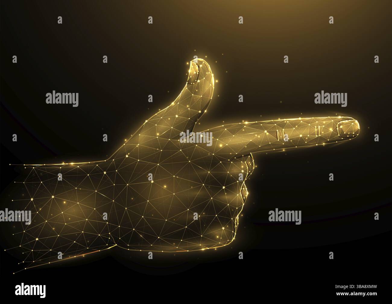 Finger gun polygonal vector illustration on a dark background. Hand ...