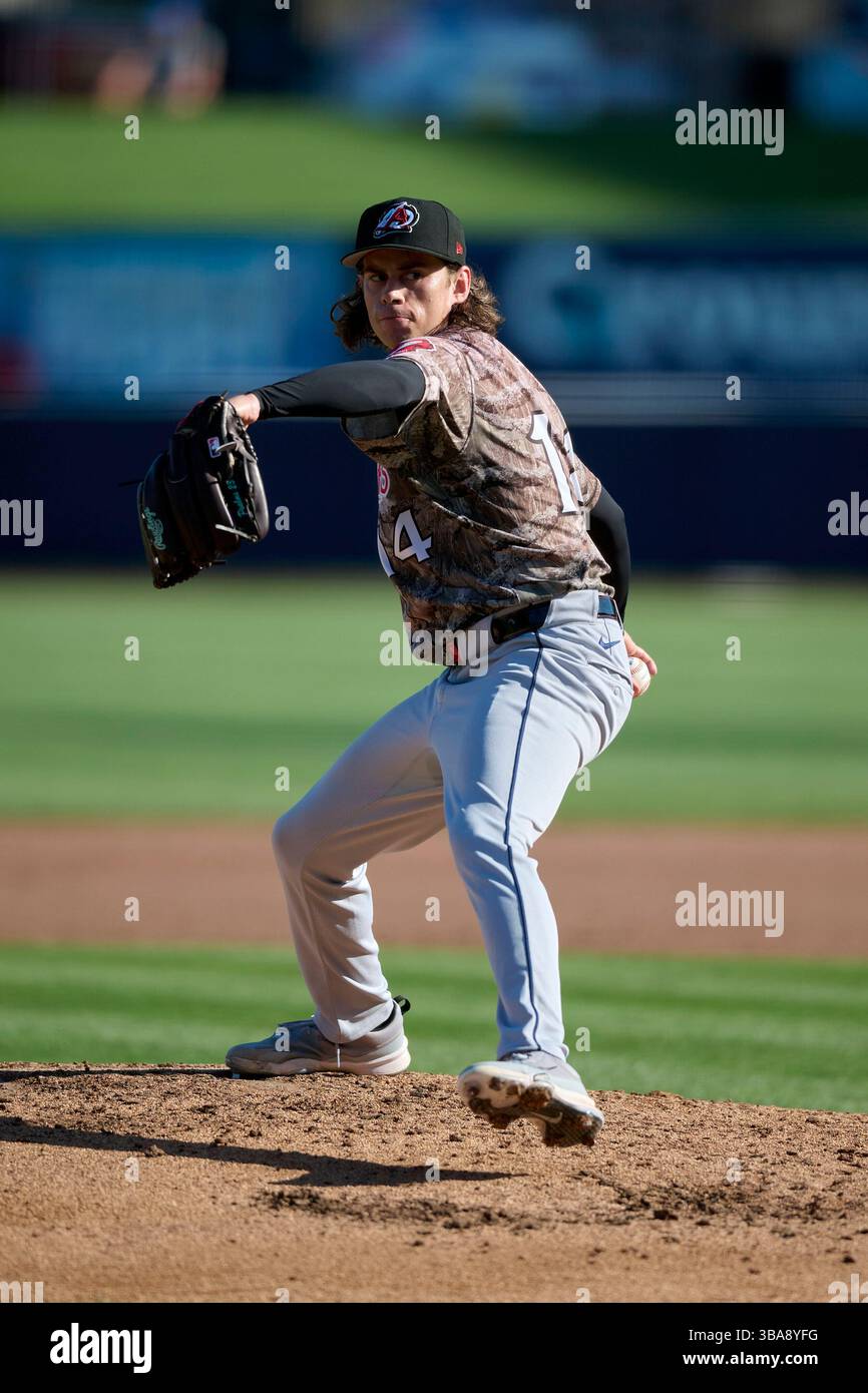 Arkansas Travelers pitcher Michael Morales (14) during an MiLB Texas ...