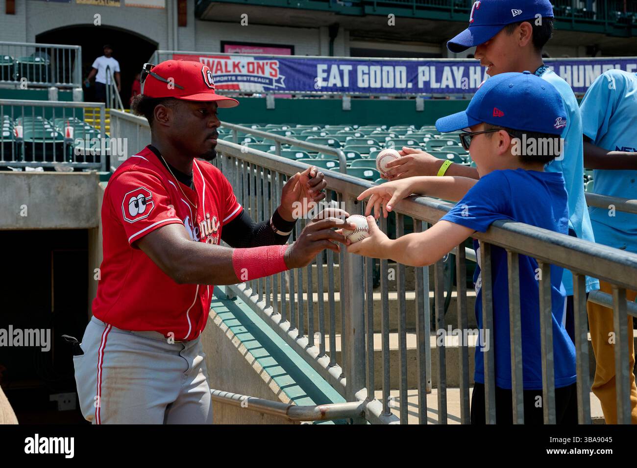 Chattanooga Lookouts Jay Allen II (14) signs autographs after an MiLB ...