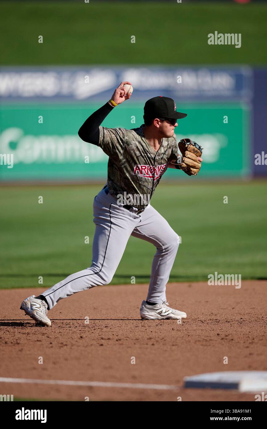 Arkansas Travelers third baseman Ben Ramirez (13) throws to second base ...