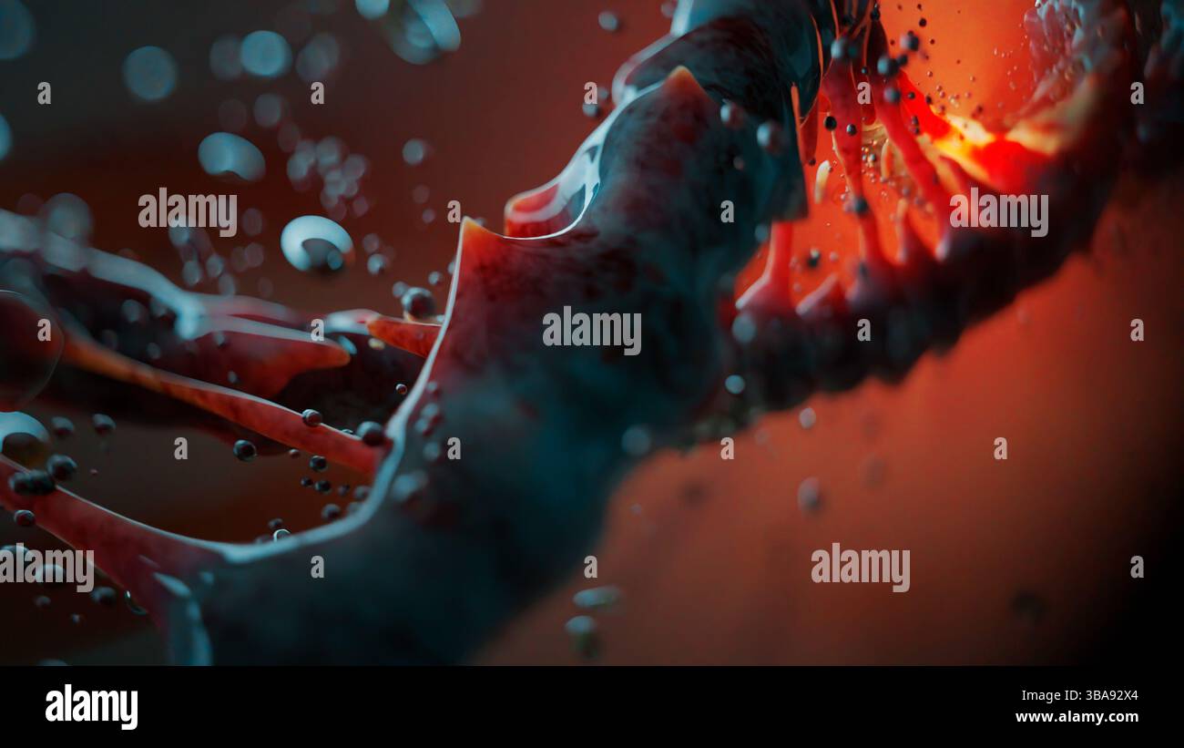 A vibrant 3D DNA spiral with molecular motion, depicting the formation of genetic code and ...