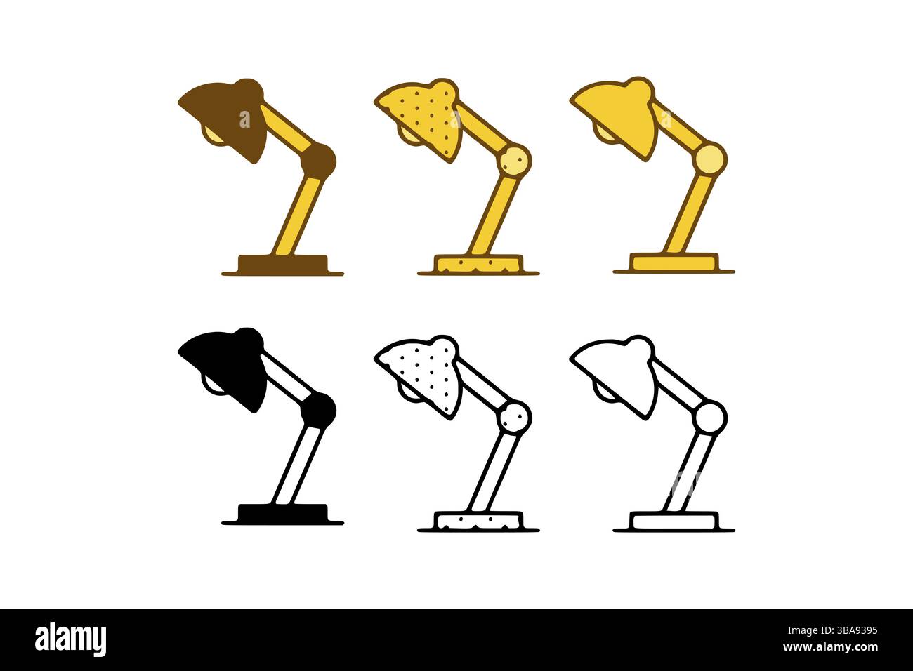 Vector set of table lamps in doodle style on white background Stock ...