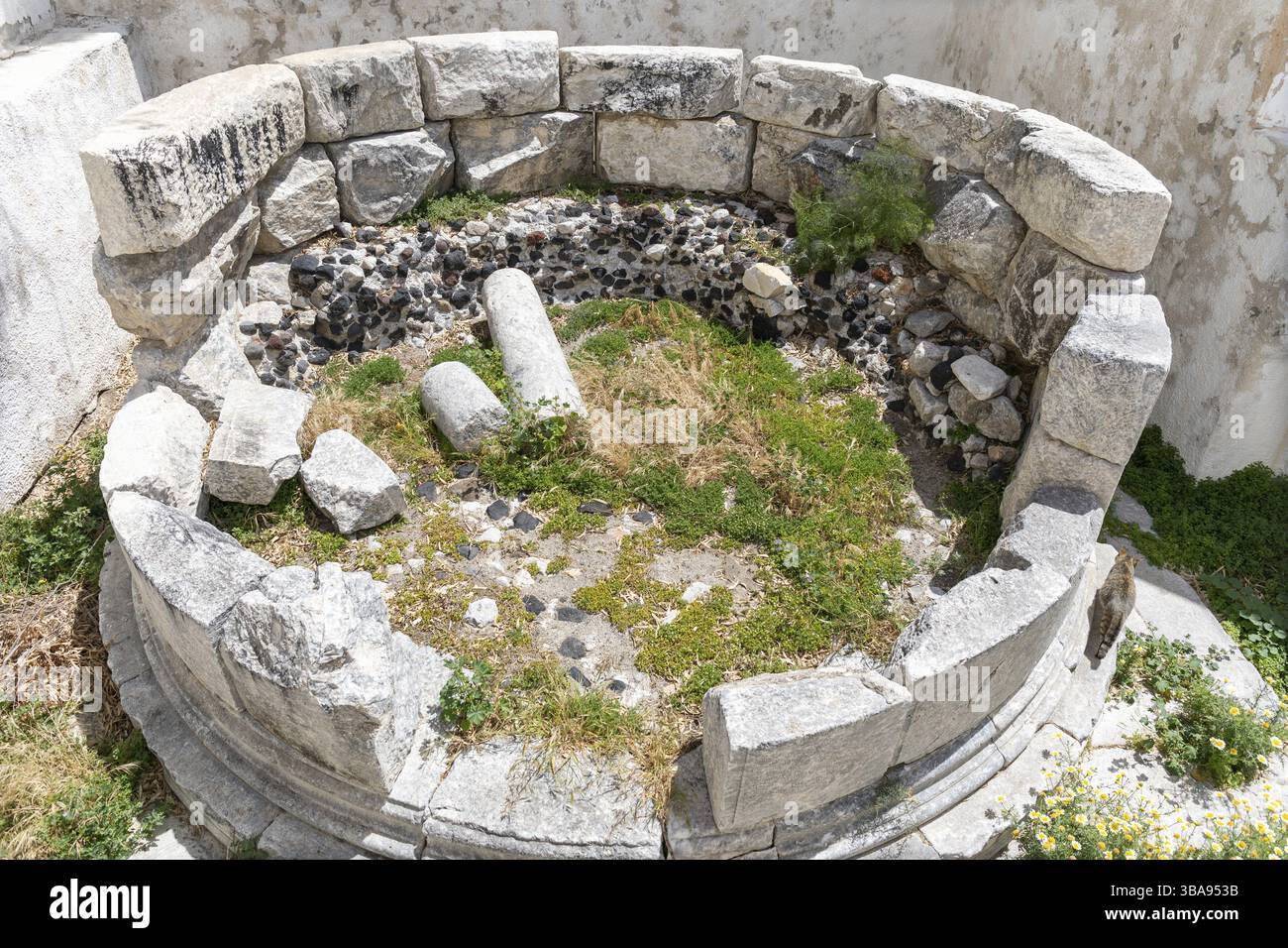 Ruin, ancient masonry, Perissa, island of Santorini, Greece, Europe ...
