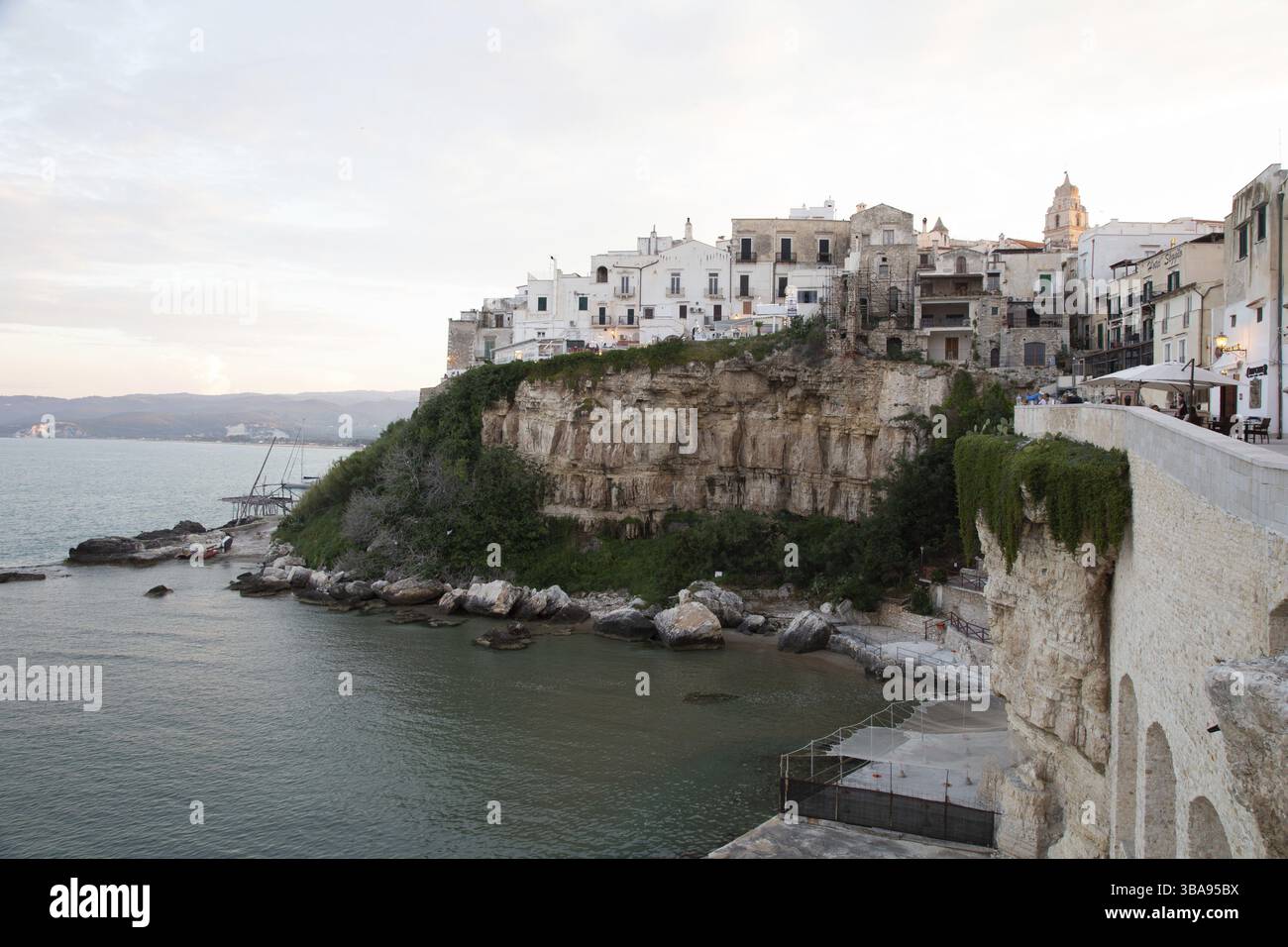 Vieste - beautiful coastal town on the rocks in Puglia. The church of ...