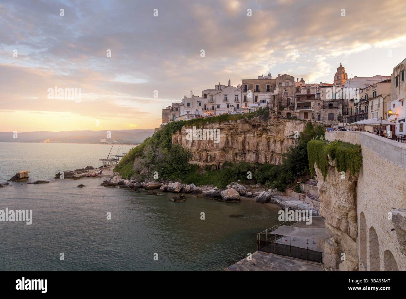 Vieste - beautiful coastal town on the rocks in Puglia. The church of ...