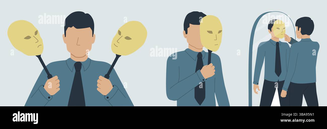 The persona hides its identity under a mask. Vector illustration of ...